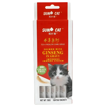 Sumo Cat Treat Salmon w/Ginseng in Gravy 90g | CatSmart Singapore